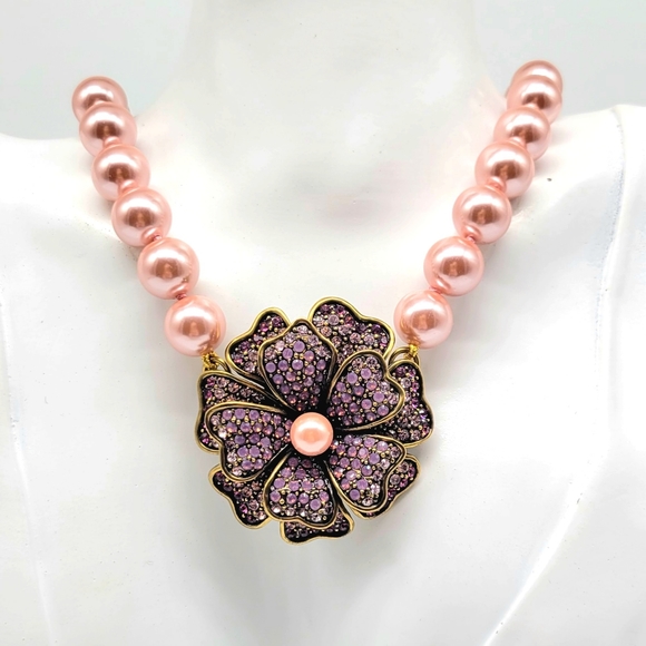 Heidi Daus | Jewelry | Heidi Daus Pink Pearl And Pink Diamond Swarovski ...